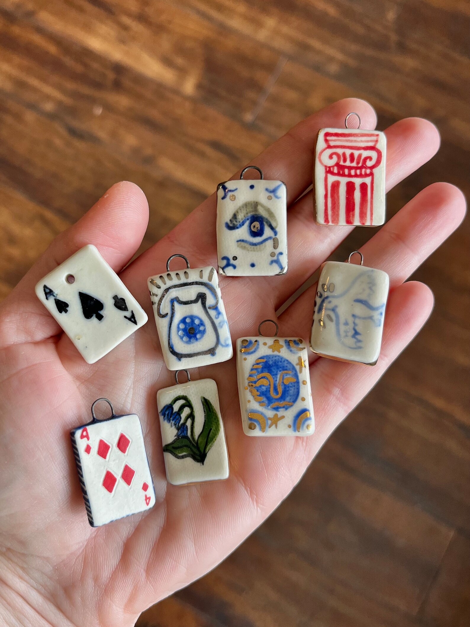 Porcelain Playing Card Charms on Velvet Neckkace - Etsy