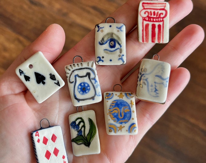 Porcelain Playing Card Charms on Velvet Neckkace - Etsy