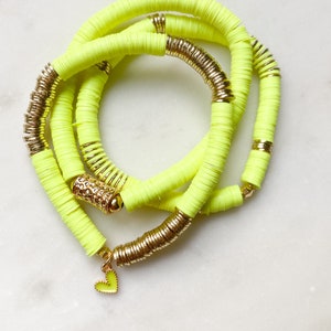 Neon Yellow Bracelet Set, Neon Bracelets, Neon Jewelry, Boho Bracelets ...