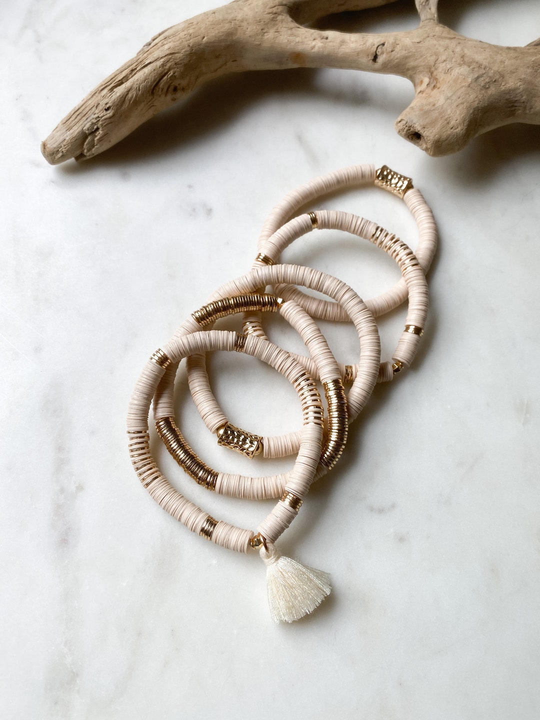 Ivory Bracelet Set, Neutral Bracelets, Cream Jewelry, Boho Bracelets ...