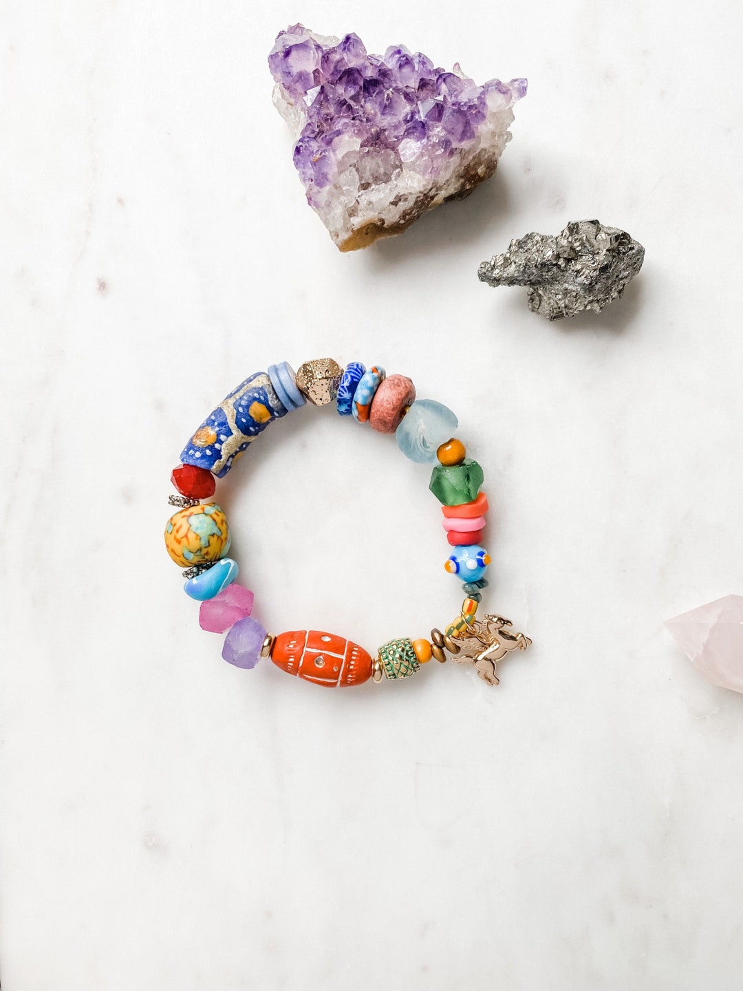 Colorful One-of-a-kind Bracelet, Colorful Bracelet, Charm Bracelet ...