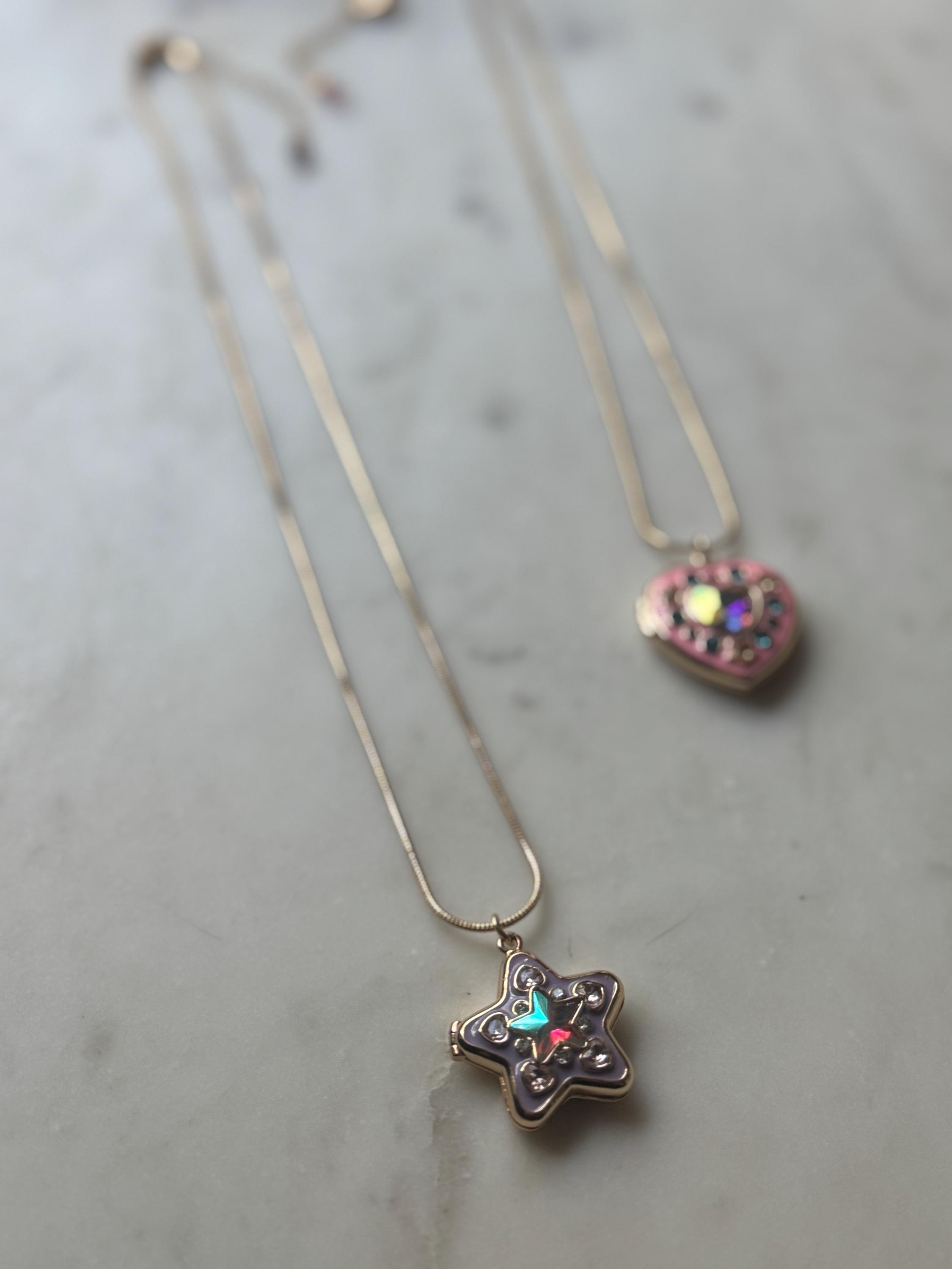 Pink Heart or Purple Star Locket Necklaces, Tarnish-resistant - Etsy