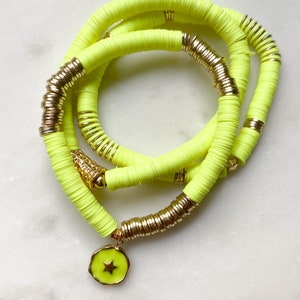 Neon Yellow Bracelet Set, Neon Bracelets, Neon Jewelry, Boho Bracelets ...