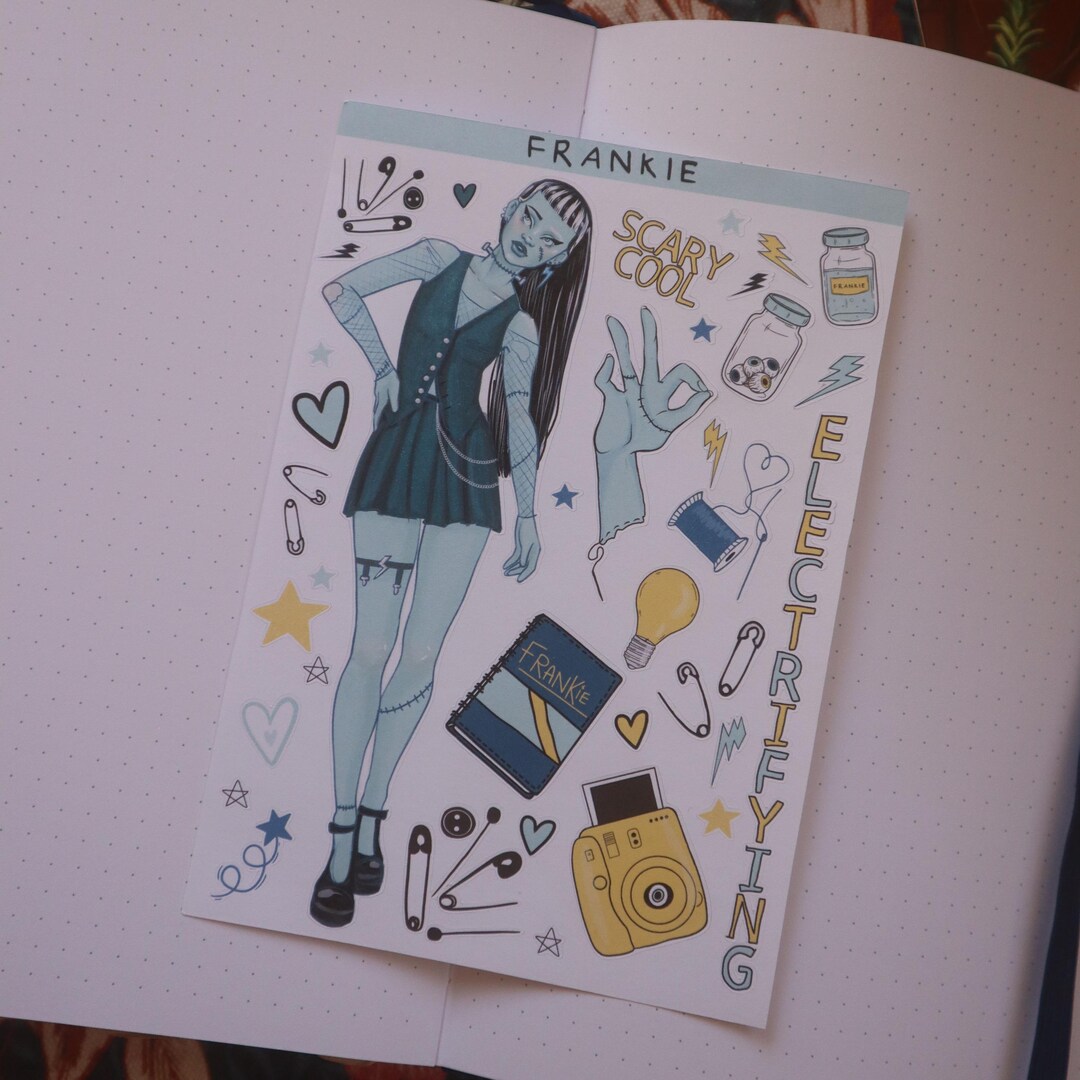 FRANKIE | Sticker Sheet | Monster Doll Ghoul Girl High School Inspired ...