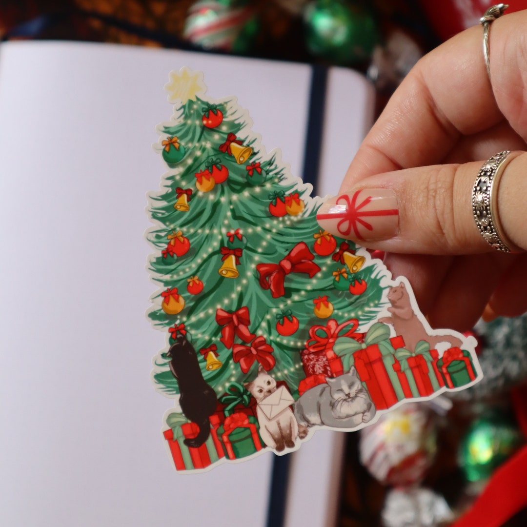 Christmas Cats Vinyl Sticker | Christmas Holidays Cats Bujo Sticker ...