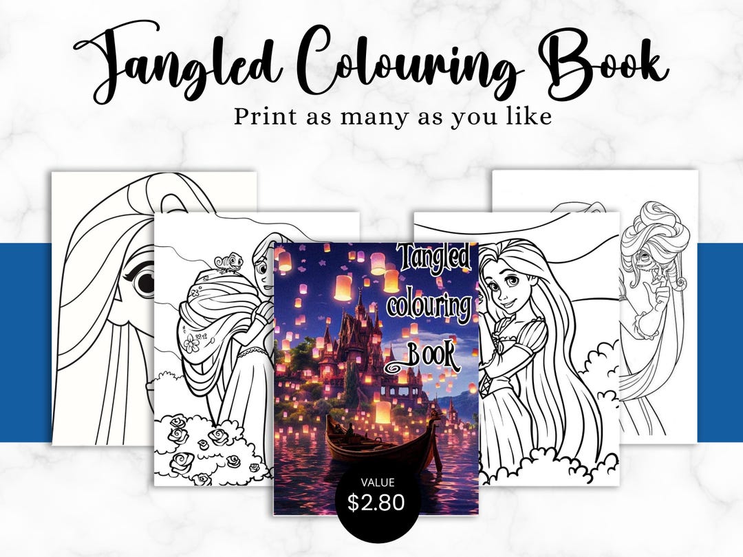 Whimsical Tangled Coloring Book (instant Download) - Etsy