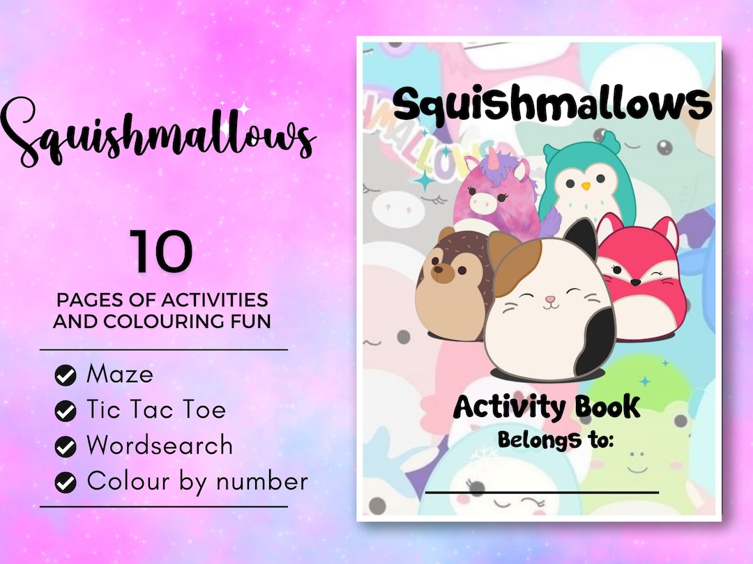 Squishmallow Themed Kids Activity Book | Printable Coloring & Puzzle ...
