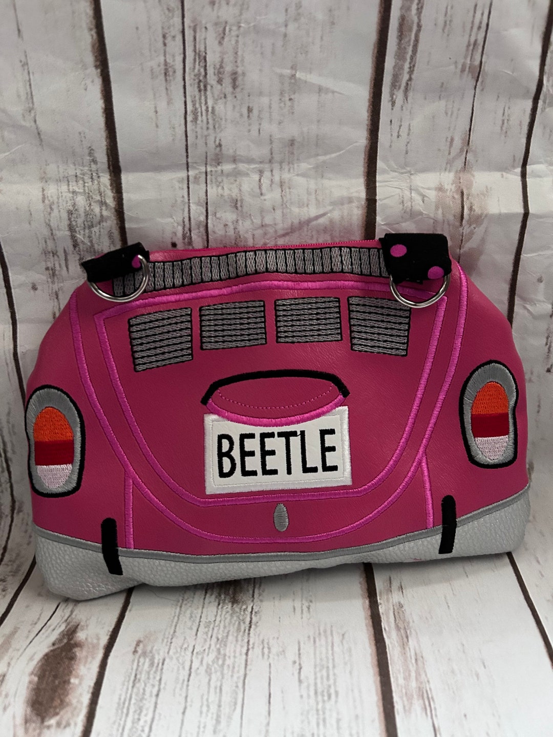 VW Dark Pink Beetle Bug Cross Body Zipper Bag With Pink Strap. - Etsy