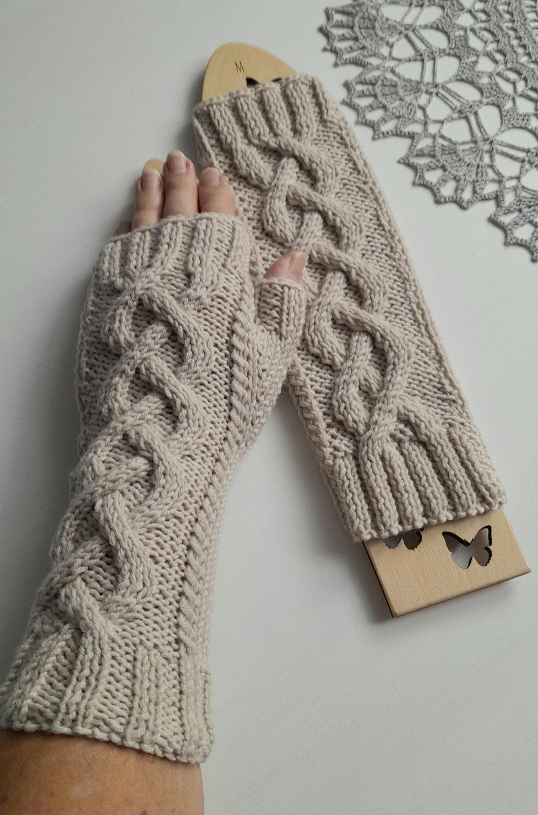 Hand Made Merino Wool Fingerless Mittens, Womens Fingerless Gloves ...