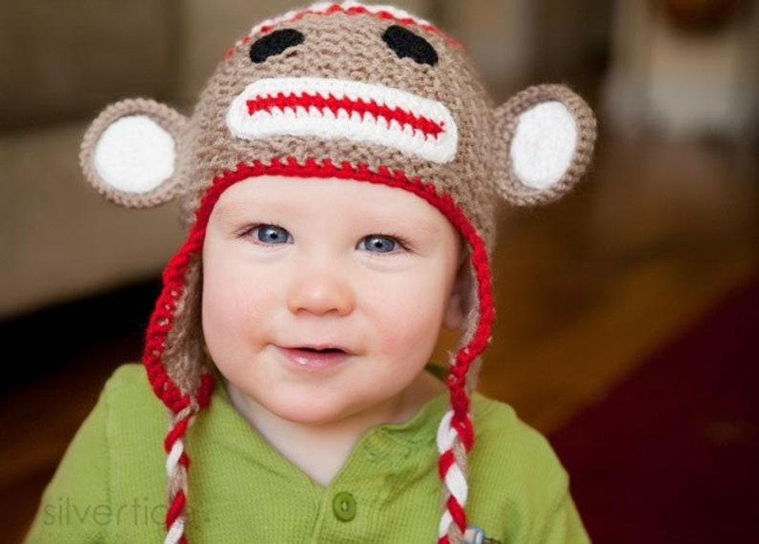 Baby Knit Hat Monkey Baby Hat Baby Photo Props Newborn Hat - Etsy