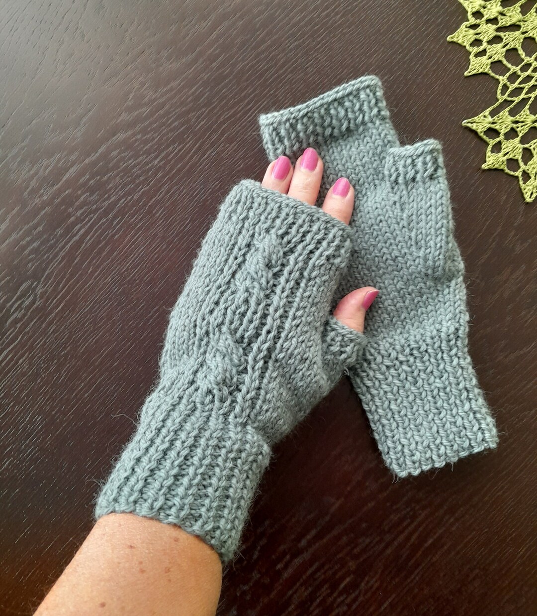 Alpaca Wool Fingerless Mittens: Hand Knit Women's Gloves - Etsy