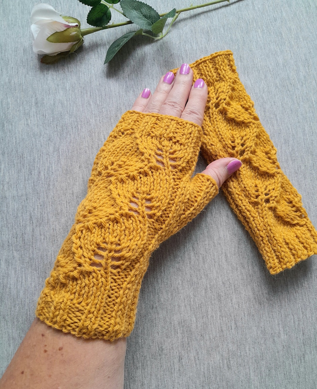 Alpaca Wool Fingerless Mittens, Hand Knit Fingerless Gloves for Women ...