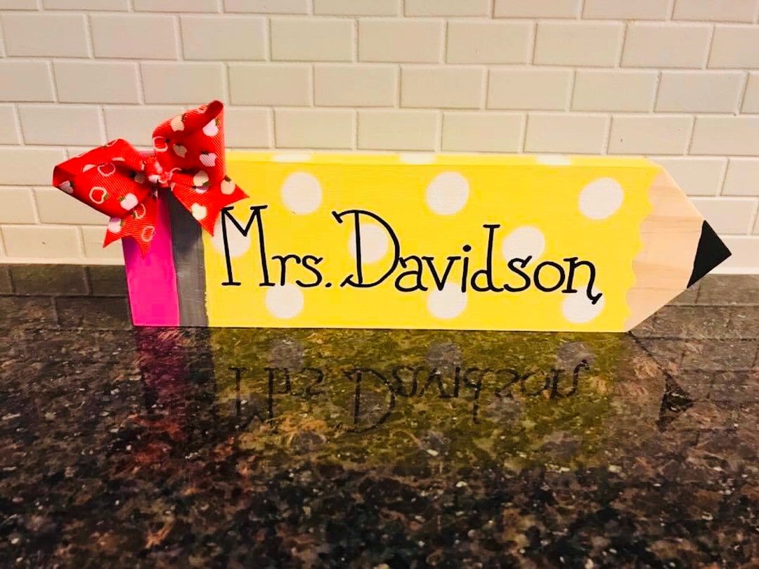 Personalized Pencil Teacher Name Sign - Etsy