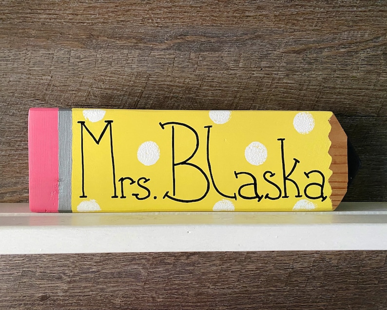 Personalized Pencil Teacher Name Sign - Etsy
