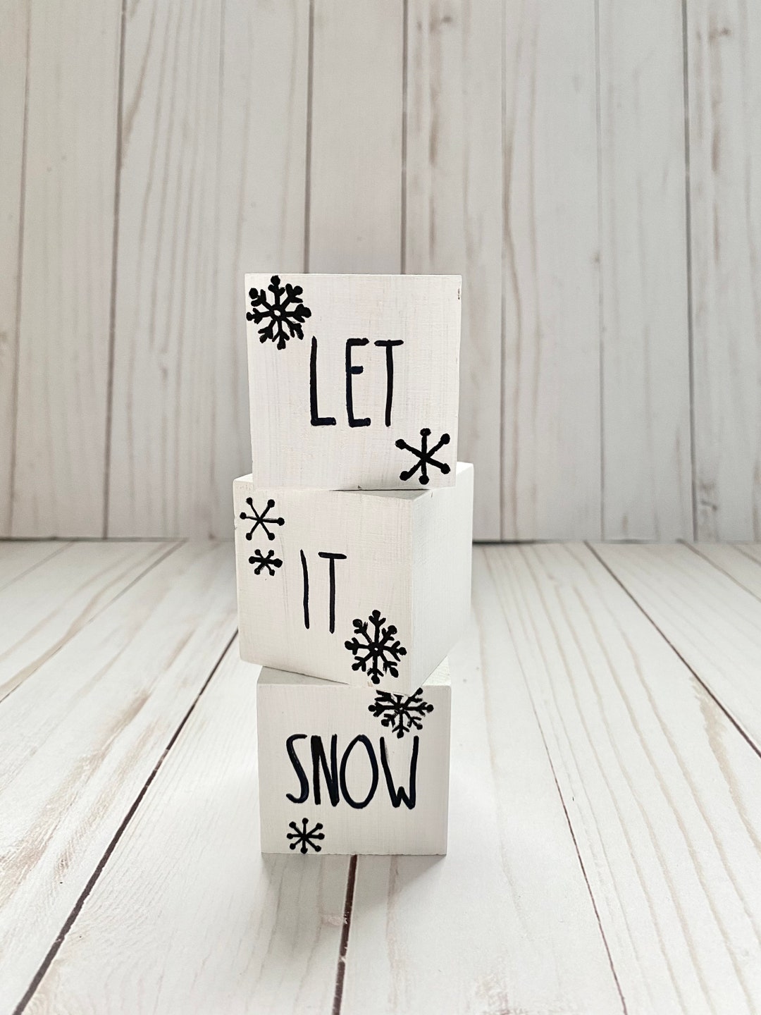 Wooden Reversible Snowman/let It Snow Block Decor - Etsy