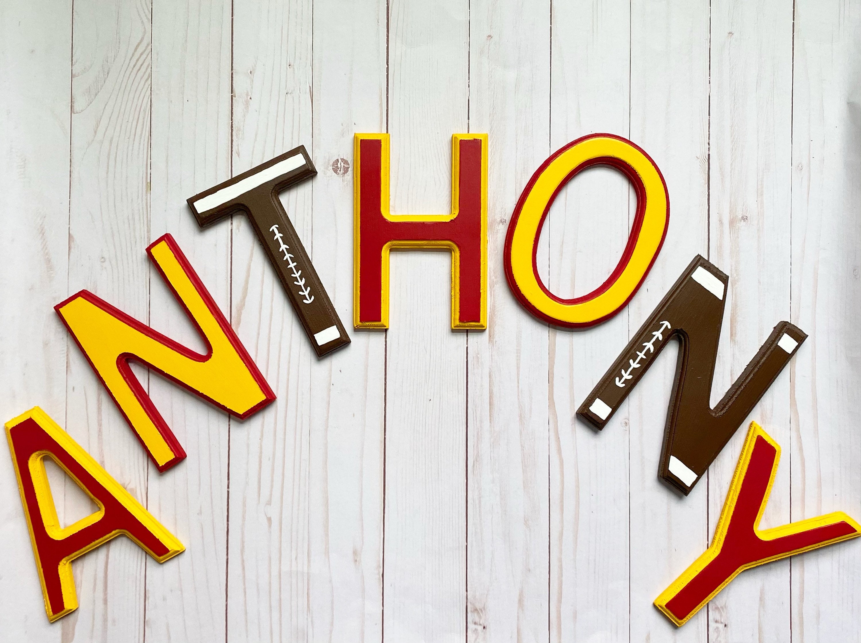 Custom Painted Sports Themed Wooden Letters - Etsy