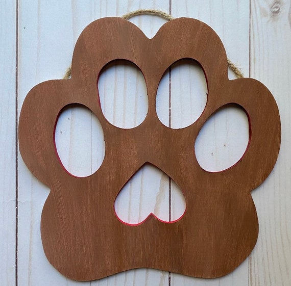 Hand Painted Wooden Dog Paw Sign | Etsy
