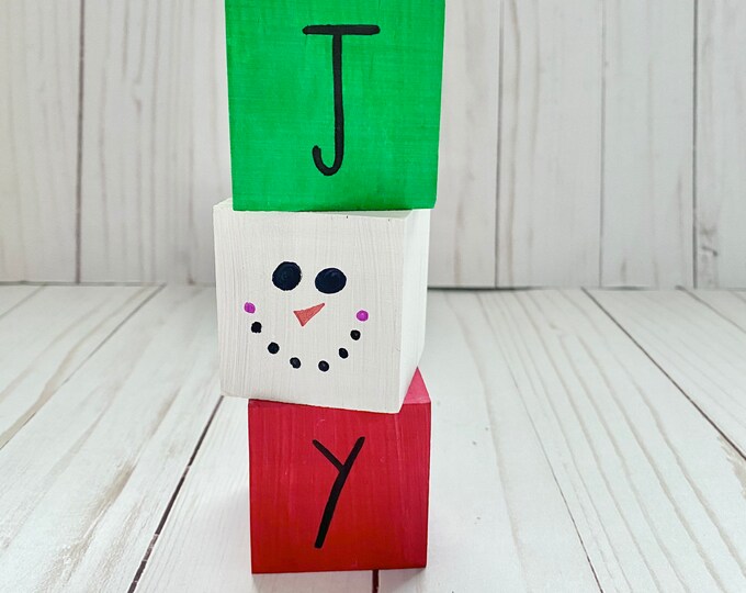 Wooden Reversible Ho Ho Ho/joy Block Decor - Etsy