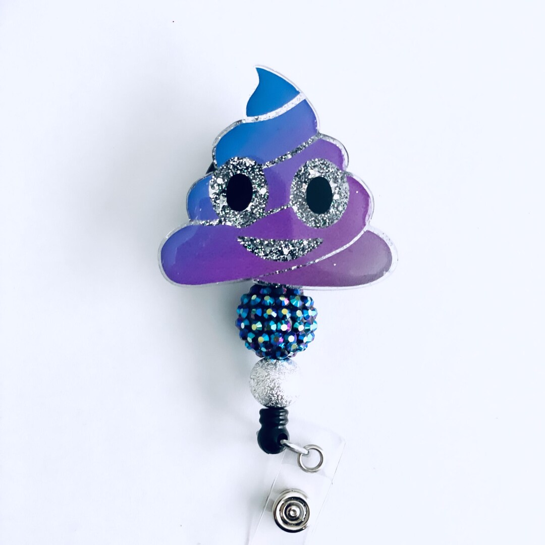Purple Poop Emoji - ID Badge Reel - Etsy