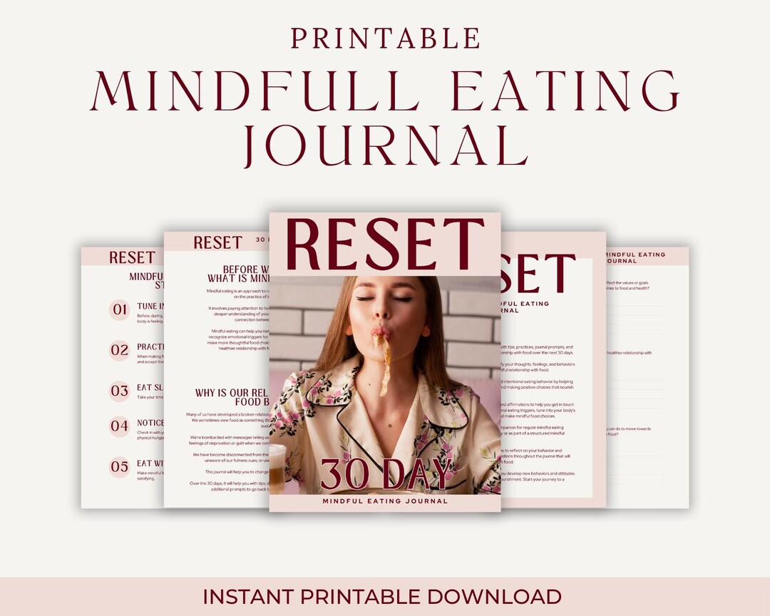 Easy Mindful Eating Challenge | Printable Eating Journal - Etsy