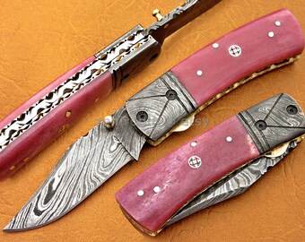 Pink Damascus Knife - Etsy
