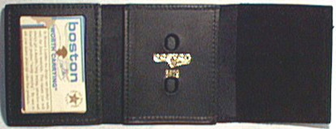 Leather Trifold Badge Case Fit Any Style Size Badge Maximum 3 Inch Tall ...