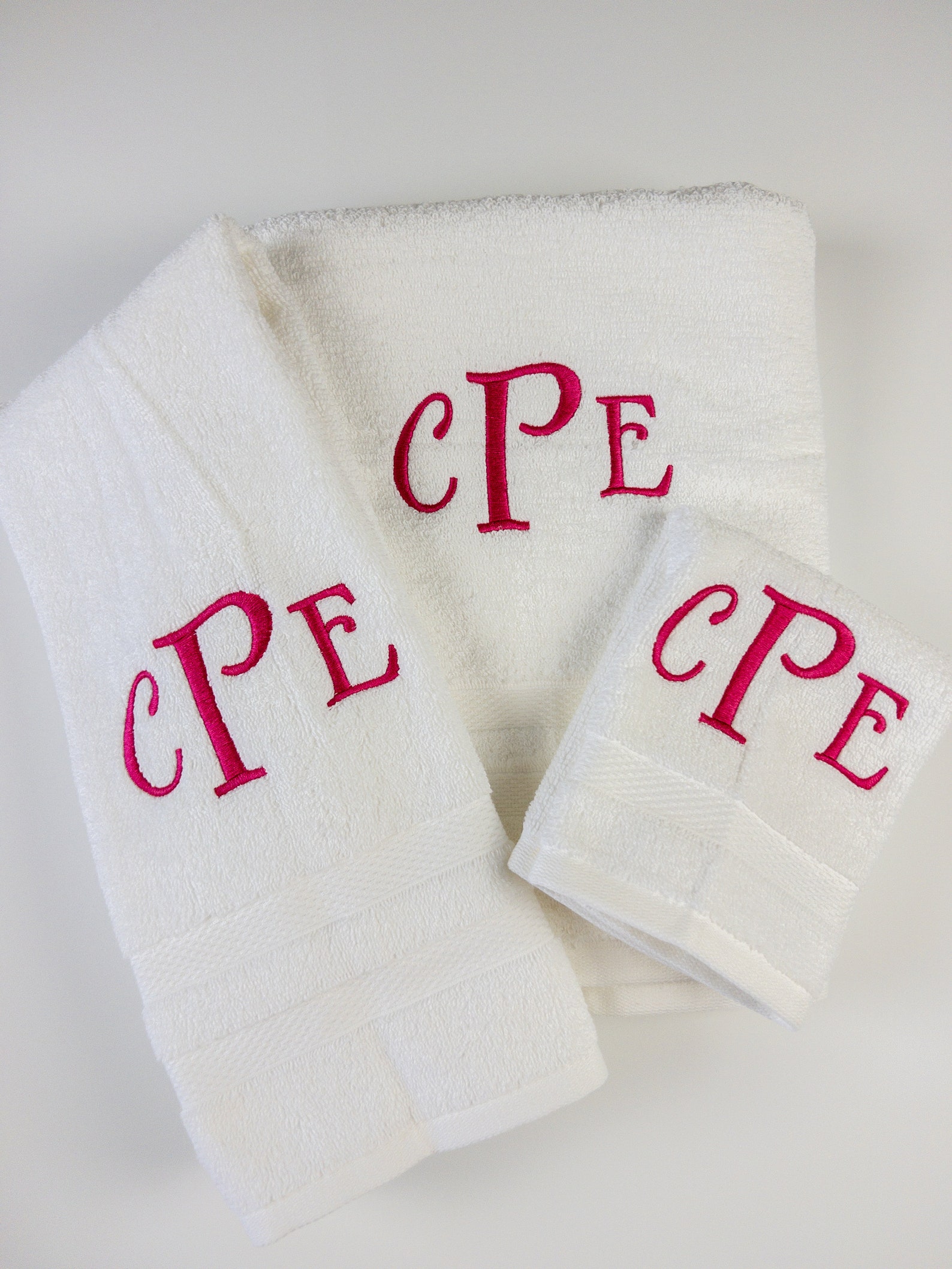 White Monogrammed Bath Towel Set, Monogrammed Towel Gift, Graduation ...