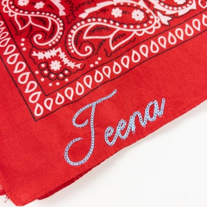 Personalized Bandana, Team Slogan Bandana, Chain Stitch Embroidered ...