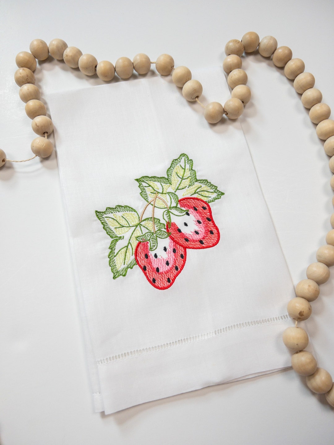 Strawberry Embroidered Linen Hemstitched Hand Towel - Etsy
