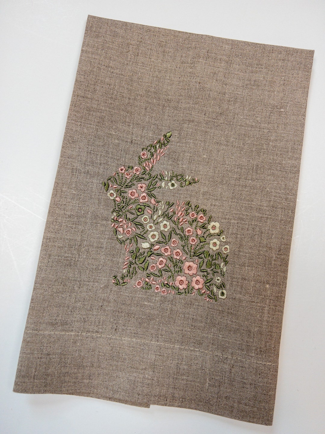 Easter Tea Towel, Embroidered Floral Bunny Towel, Easter Decor, Easter ...