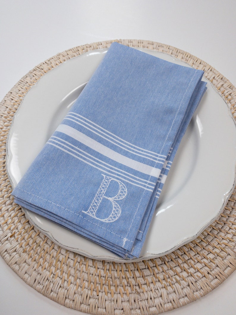 Blue and White Striped Monogrammed Everyday Napkins - Etsy