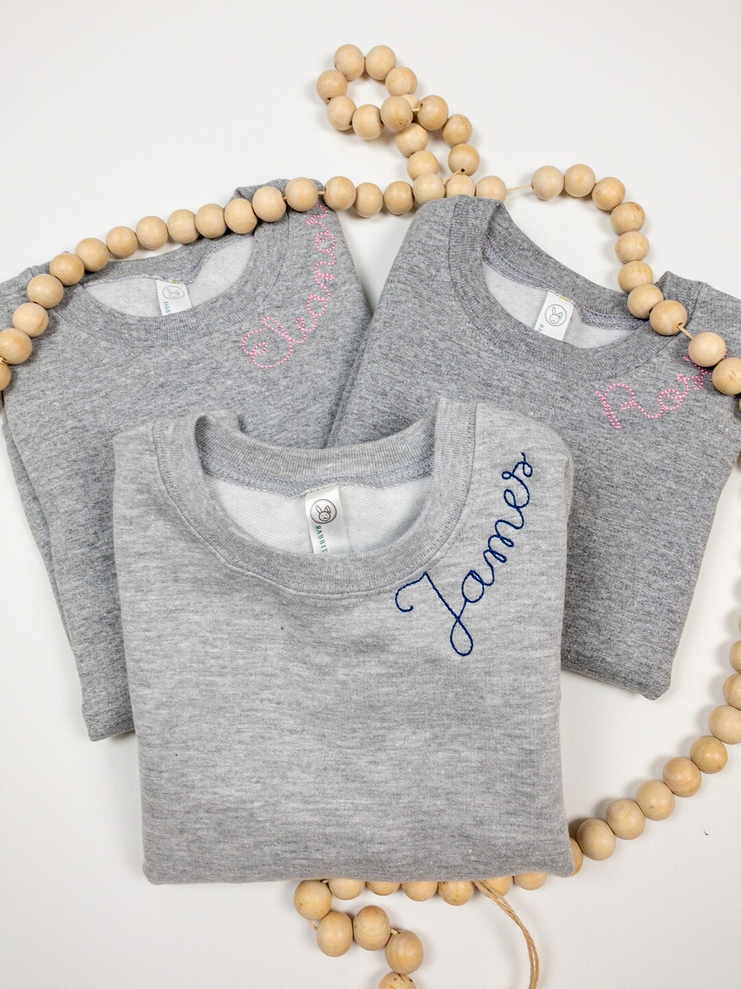 Girls Custom Embroidered Neckline Sweatshirt #117, Personalized Name ...