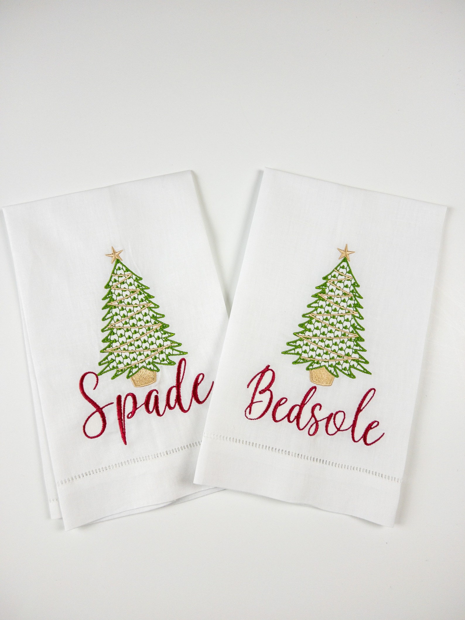 Monogrammed Linen Christmas Tree Hand Towel 112 - Etsy