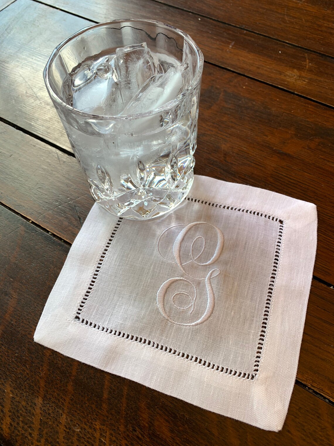 Classic Single Letter Monogram Linen Cocktail Napkins | Etsy