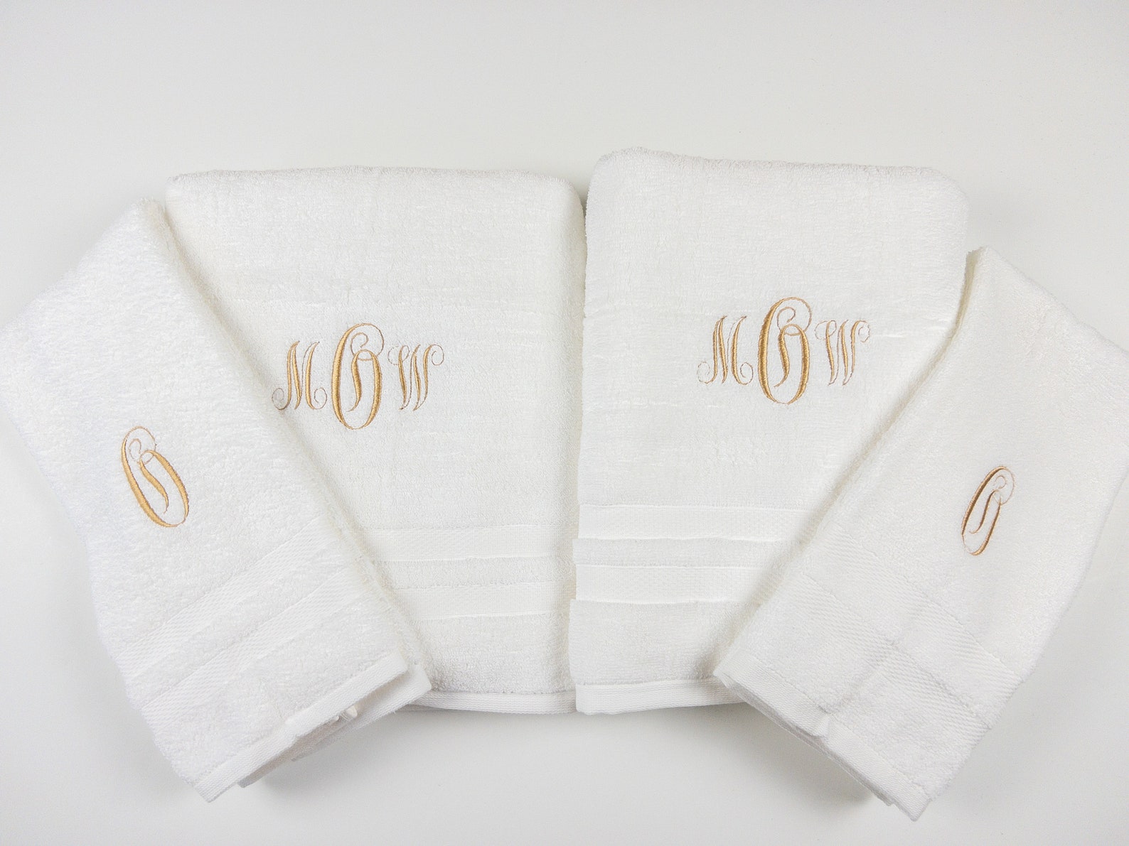 White Monogrammed Bath Towel Set, Monogrammed Towel Gift, Graduation ...