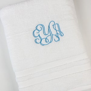 White Monogrammed Bath Towel Set, Monogrammed Towel Gift, Graduation ...
