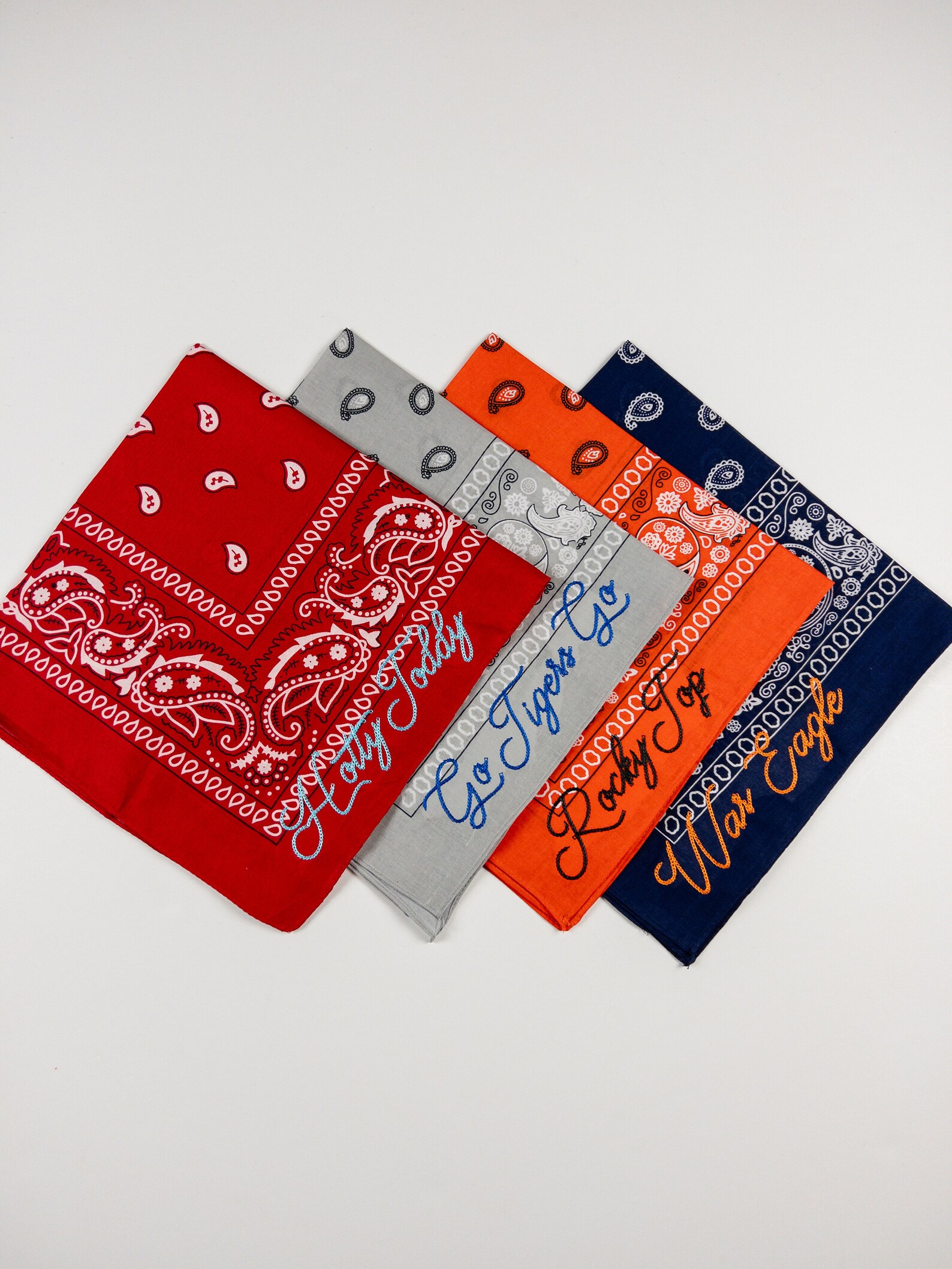 Personalized Bandana, Team Slogan Bandana, Chain Stitch Embroidered ...
