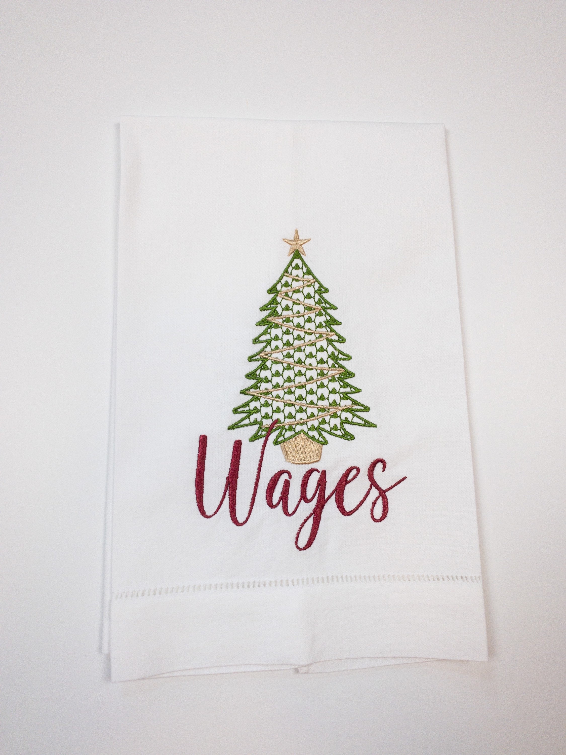 Monogrammed Linen Christmas Tree Hand Towel 112 | Etsy