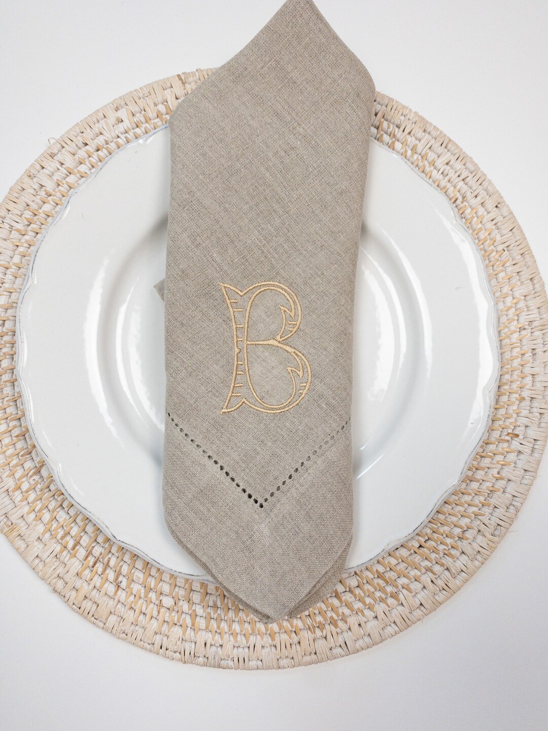 Monogrammed Cloth Dinner Napkin, Personalized Linen Napkin 127 - Etsy
