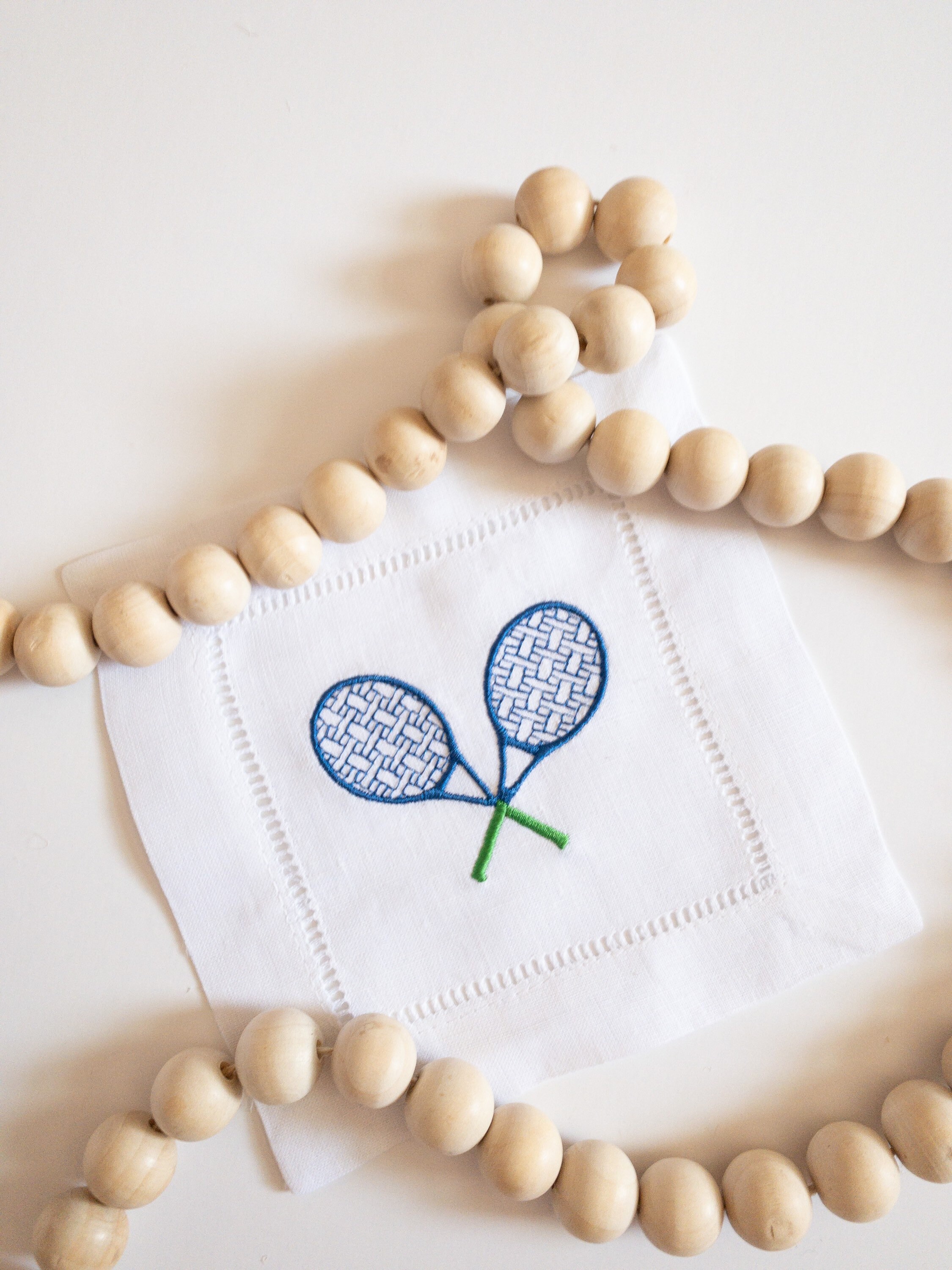 Tennis Racket Pair Embroidered Cocktail Napkins Single Tennis - Etsy