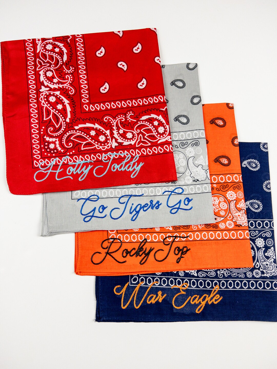 Personalized Bandana, Team Slogan Bandana, Chain Stitch Embroidered ...