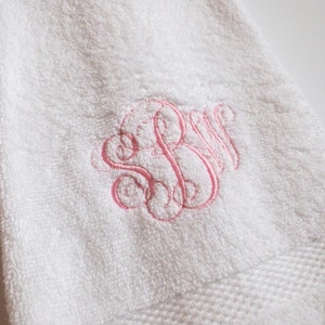 White Monogrammed Hand Towel, Personalized Guest Towel - Etsy