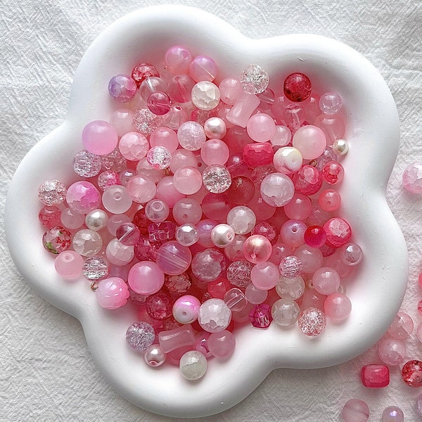 Pink Glass Beads - Etsy