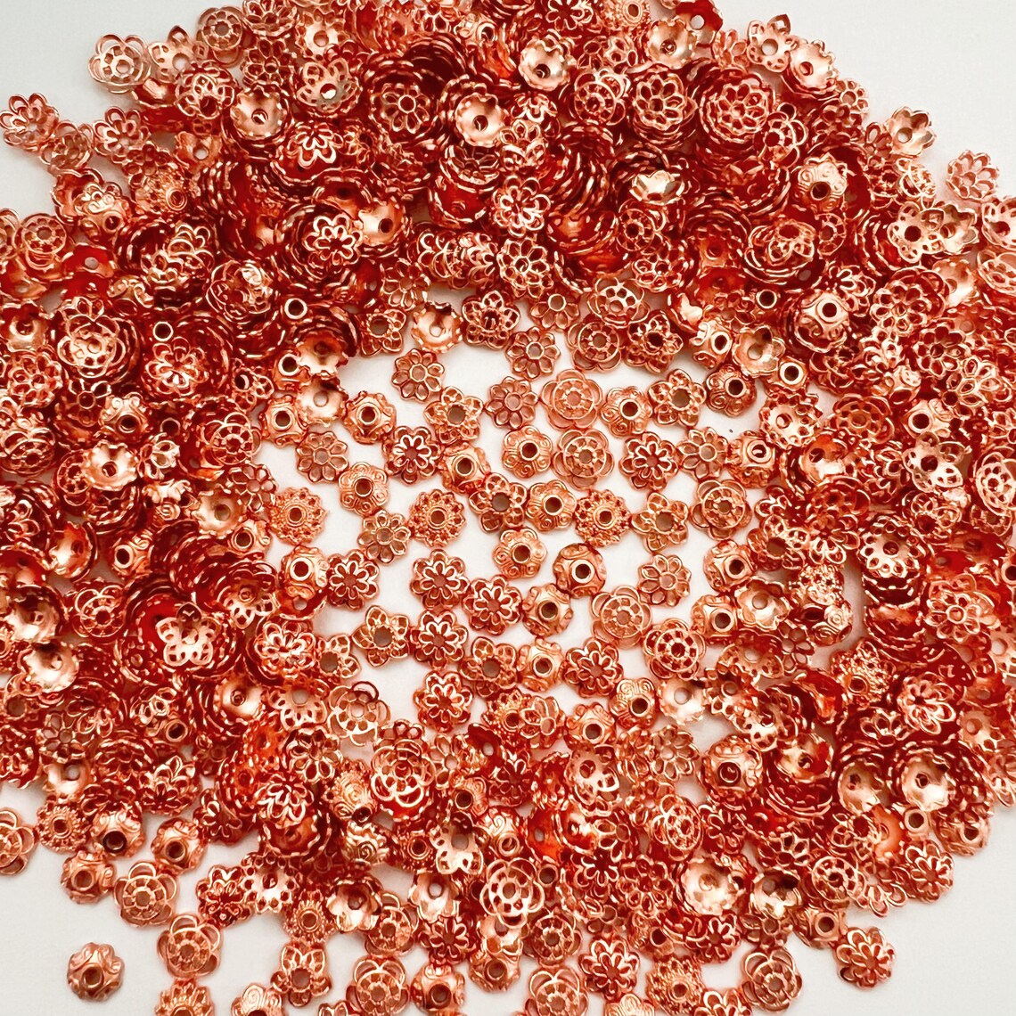 Assorted Rose Gold Beads Cap 6mm 8mm 10mm Thick Bead Cap Bulk Bead Cap ...