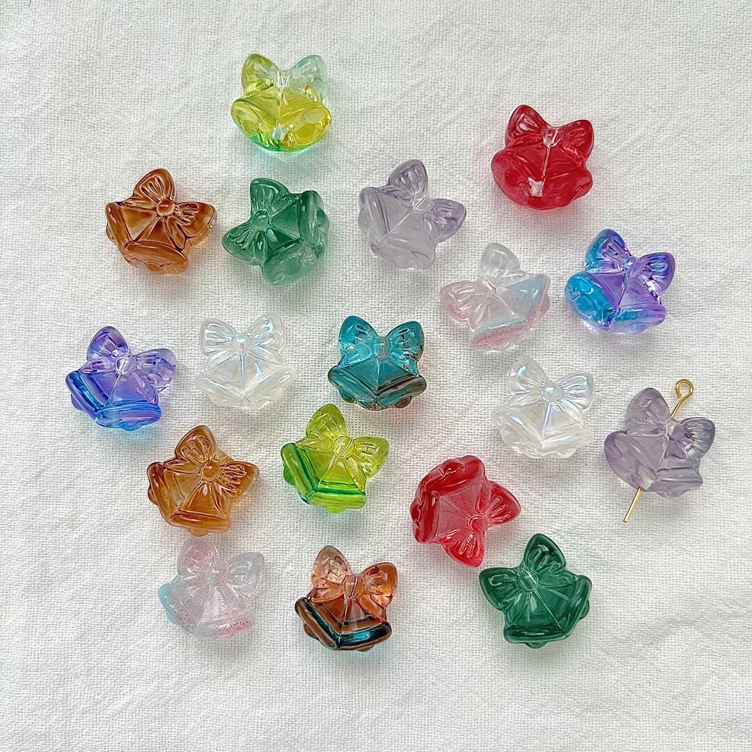 15pcs Glass Jingle Bell Cute Beads Charms Bracelets Spacer Beads ...