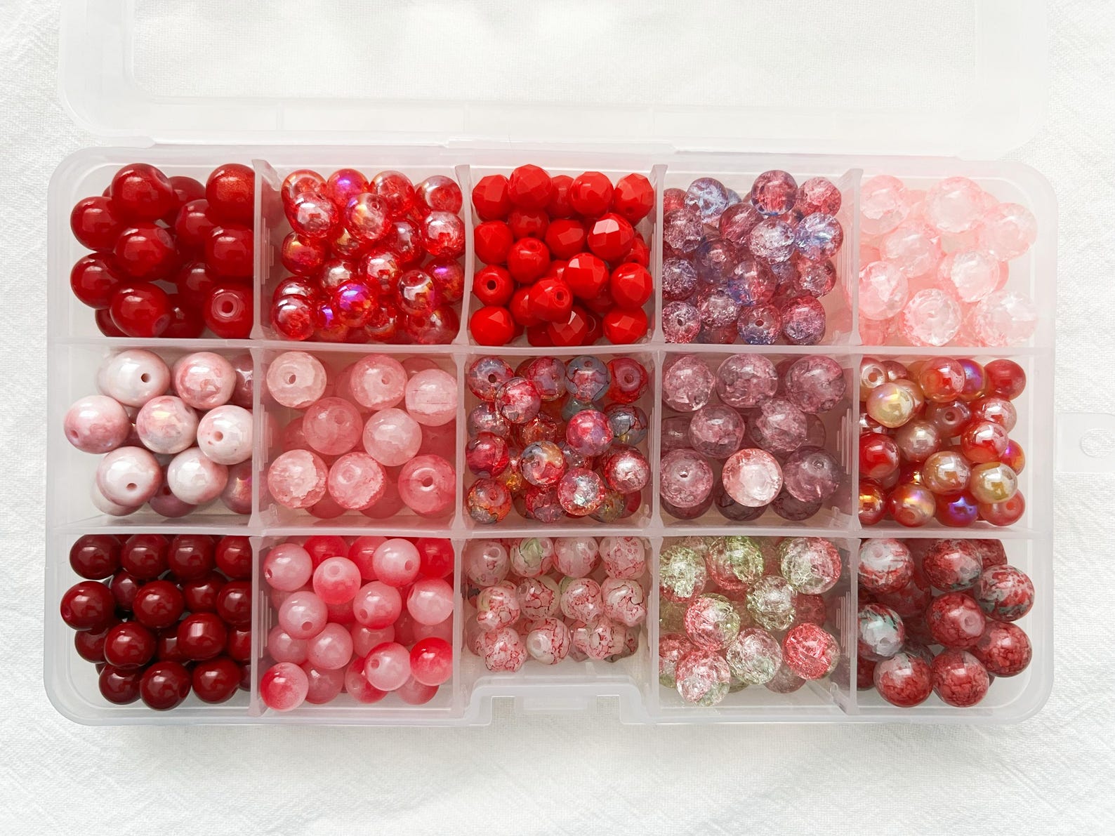 Assorted Red Glass Beads 8mm 10mm Multi-colour Polished Crackled Loose ...