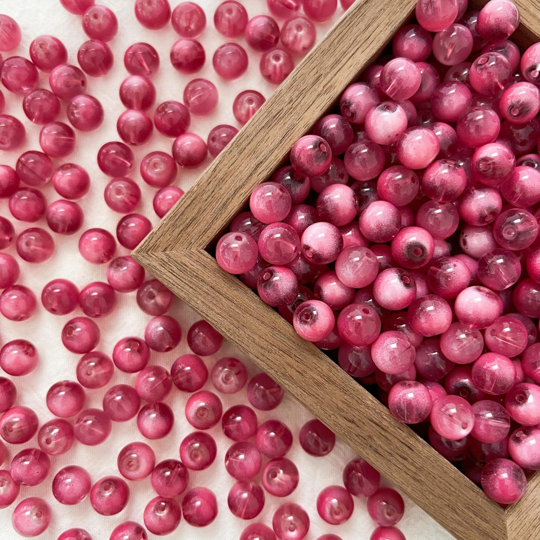 10mm Red Glass Beads Clear Round Beads Jelly Loose Beads Jewelry Making ...