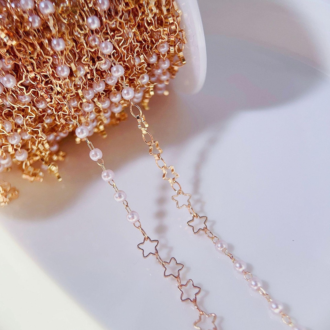 KC Gold Star Link Chain Pearl Beads Chain Bracelet Necklace Jewelry ...