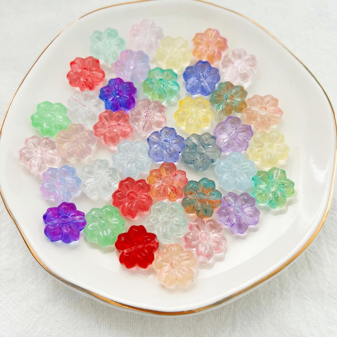 Assorted Floral Beads Bracelets Charms Flower Glass Charms Jewelry ...