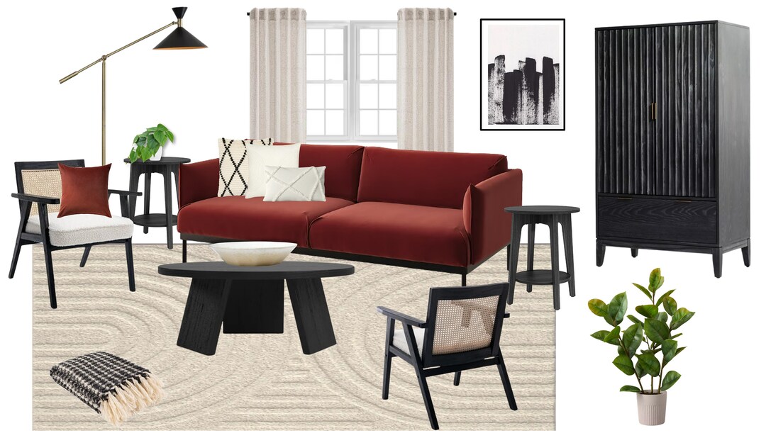 Modern Lines Living Room | Online Interior Design | Custom Interior ...